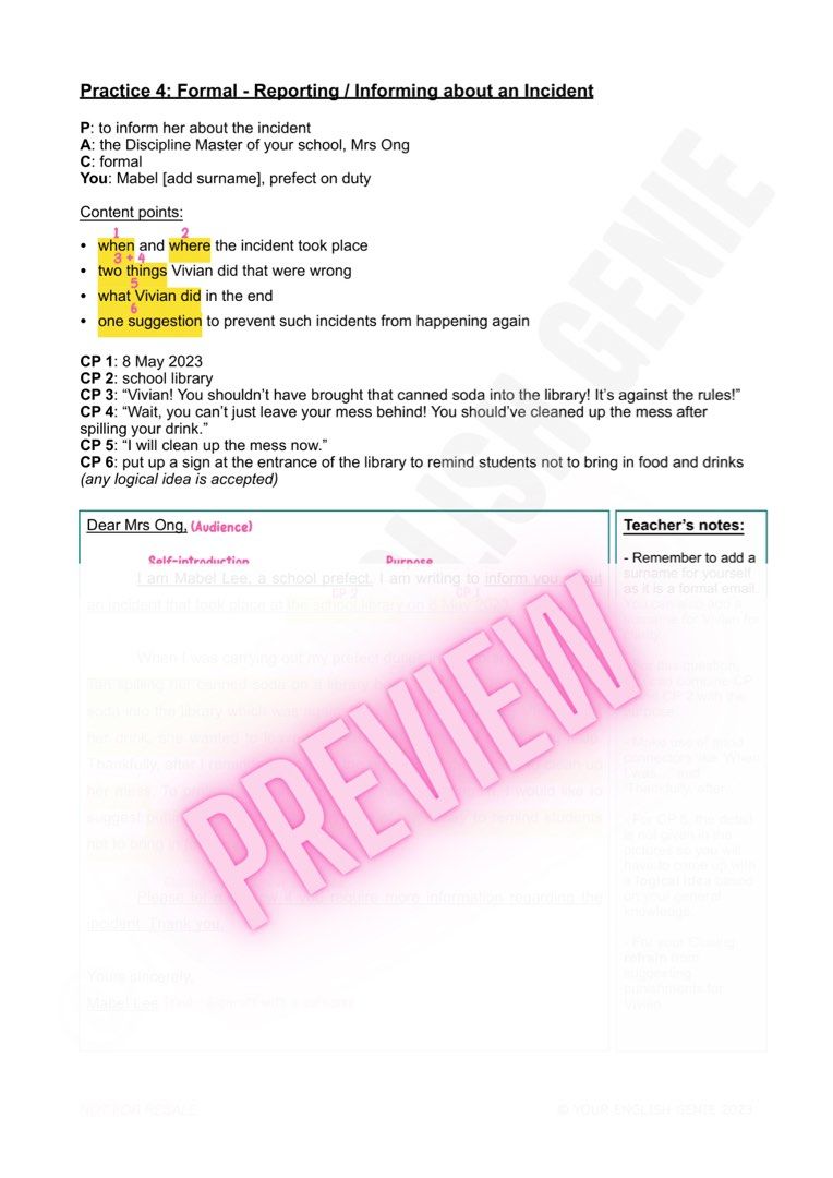 PSLE Situational Writing (SW) Guide with Notes and Practices (Primary ...