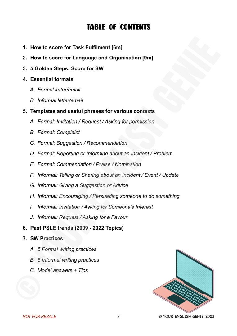 PSLE Situational Writing (SW) Guide with Notes and Practices (Primary ...