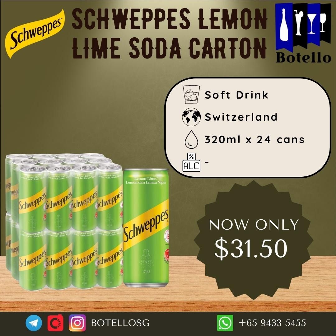 Schweppes Lemon Lime Soda x 24 cans / 320ml / Alcohol Delivery ...
