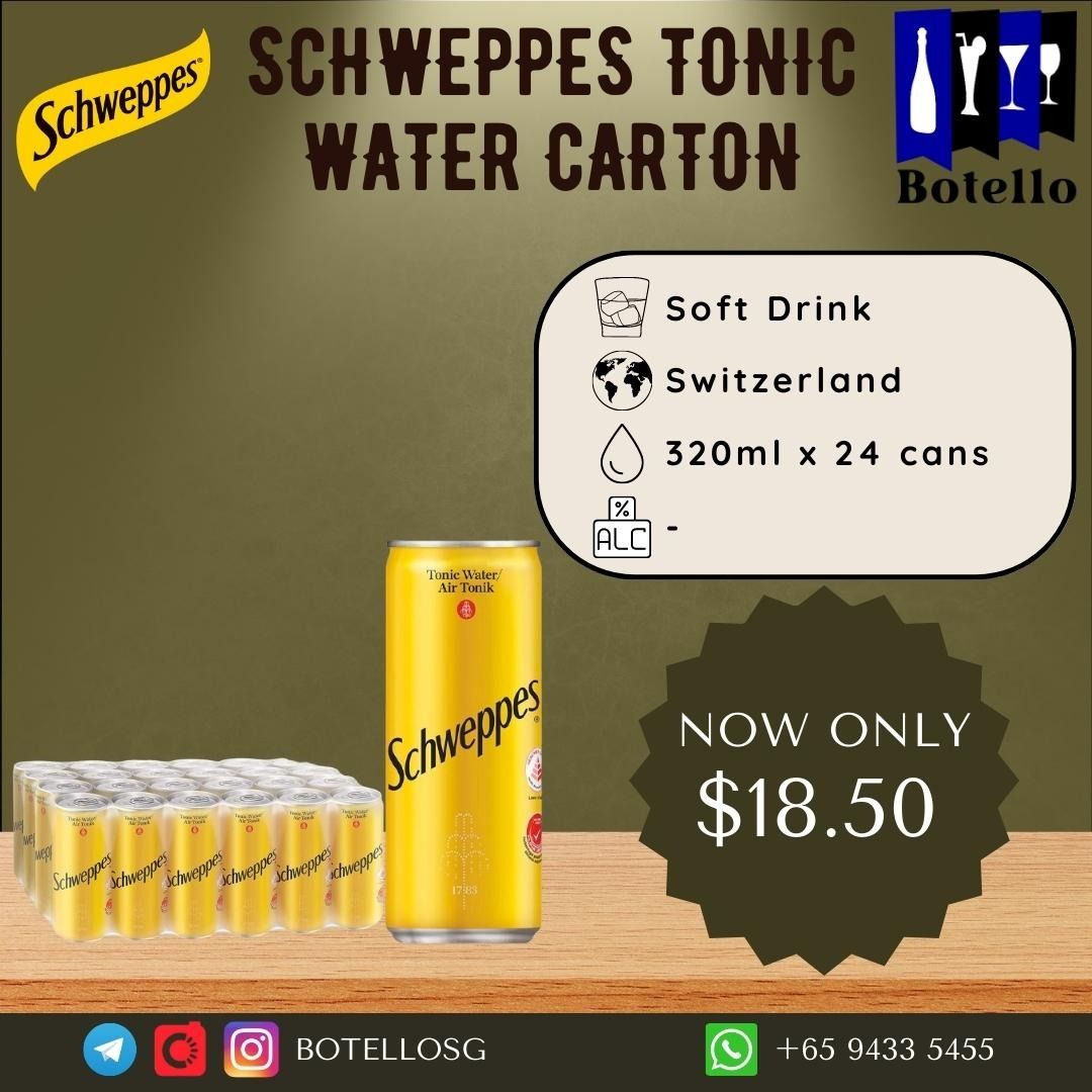 Schweppes Tonic Water x 24 cans / 320ml / Alcohol Delivery / Wholesale ...