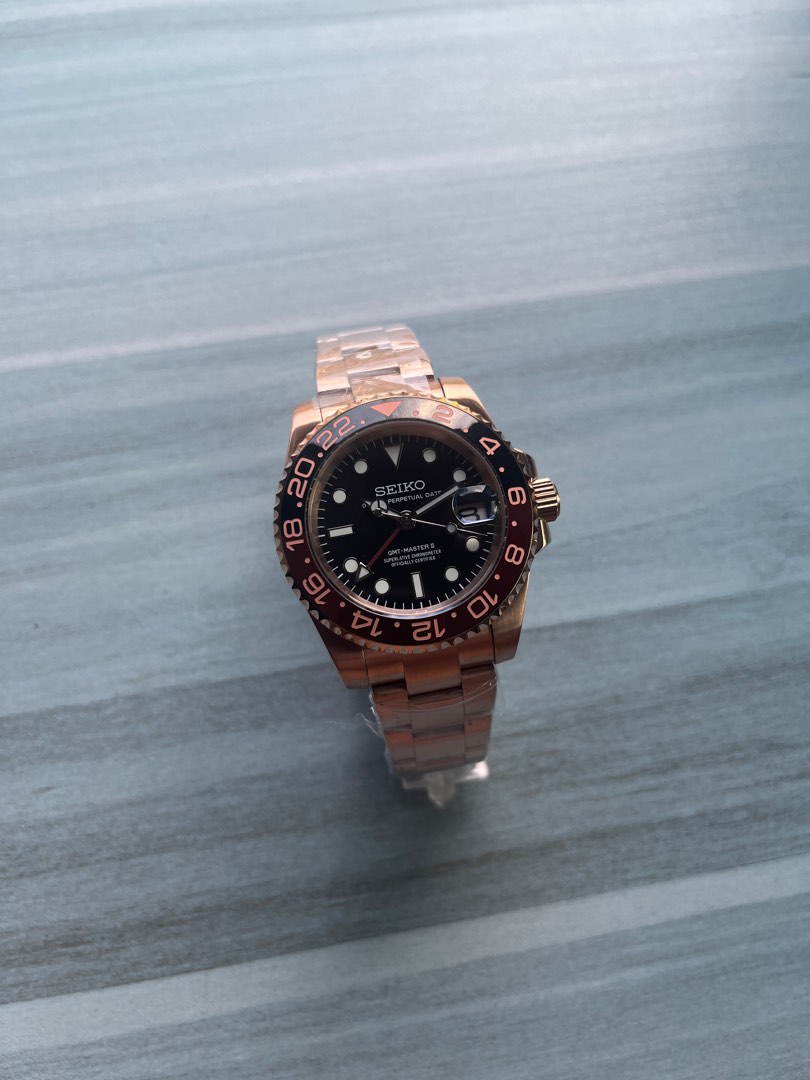Seiko Rootbeer GMT Mod (full rose gold), Luxury, Watches on Carousell