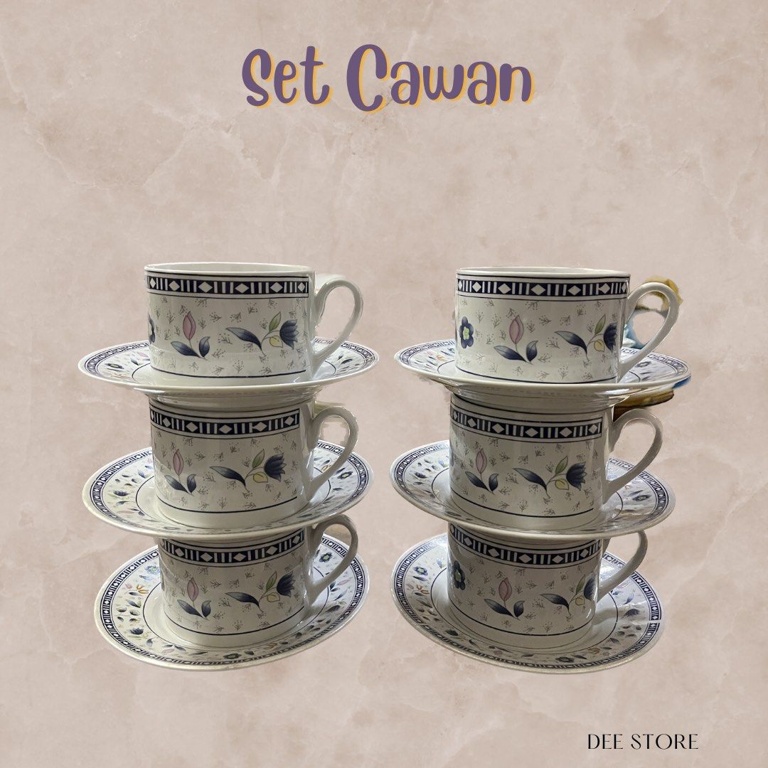 Set Cawan Tea Set, Furniture & Home Living, Kitchenware & Tableware ...