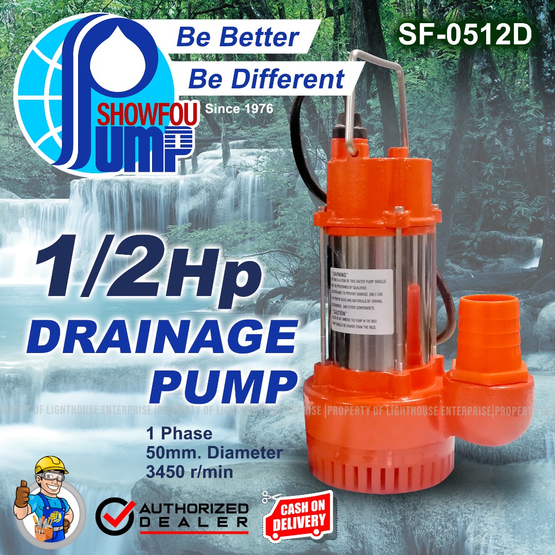 SHOWFOU Submersible Drainage Pump / Sewage Submersible Pump (1/2HP, 1HP ...