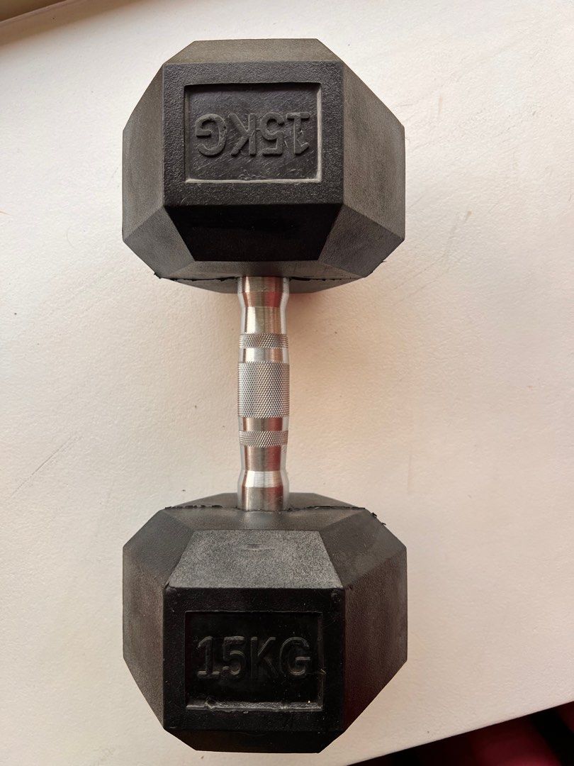 Single 15 kg dumbbell, Sports Equipment, Exercise & Fitness, Weights ...