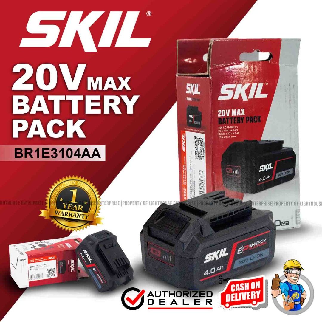 SKIL 20V 2.5Ah Lithium Ion Battery Pack (BR1E3102AA) and SKIL 20V 5.0AH Lithium Ion Battery Pack ...