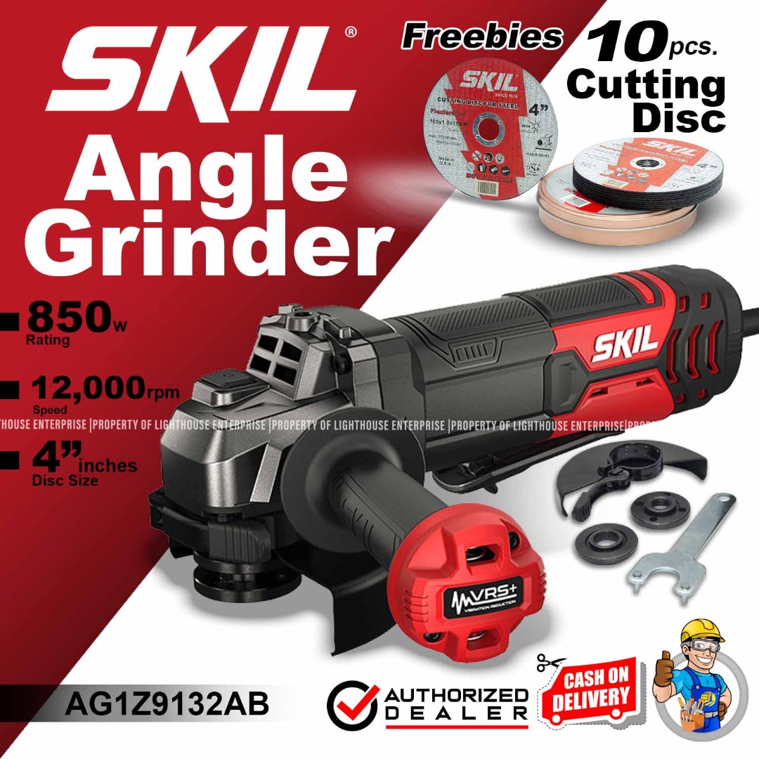 SKIL 850W 4" 100mm Angle Grinder (AG1Z9132AB) w/ FREE 10pcs Steel Cutting Disc *LIGHTHOUSE ...