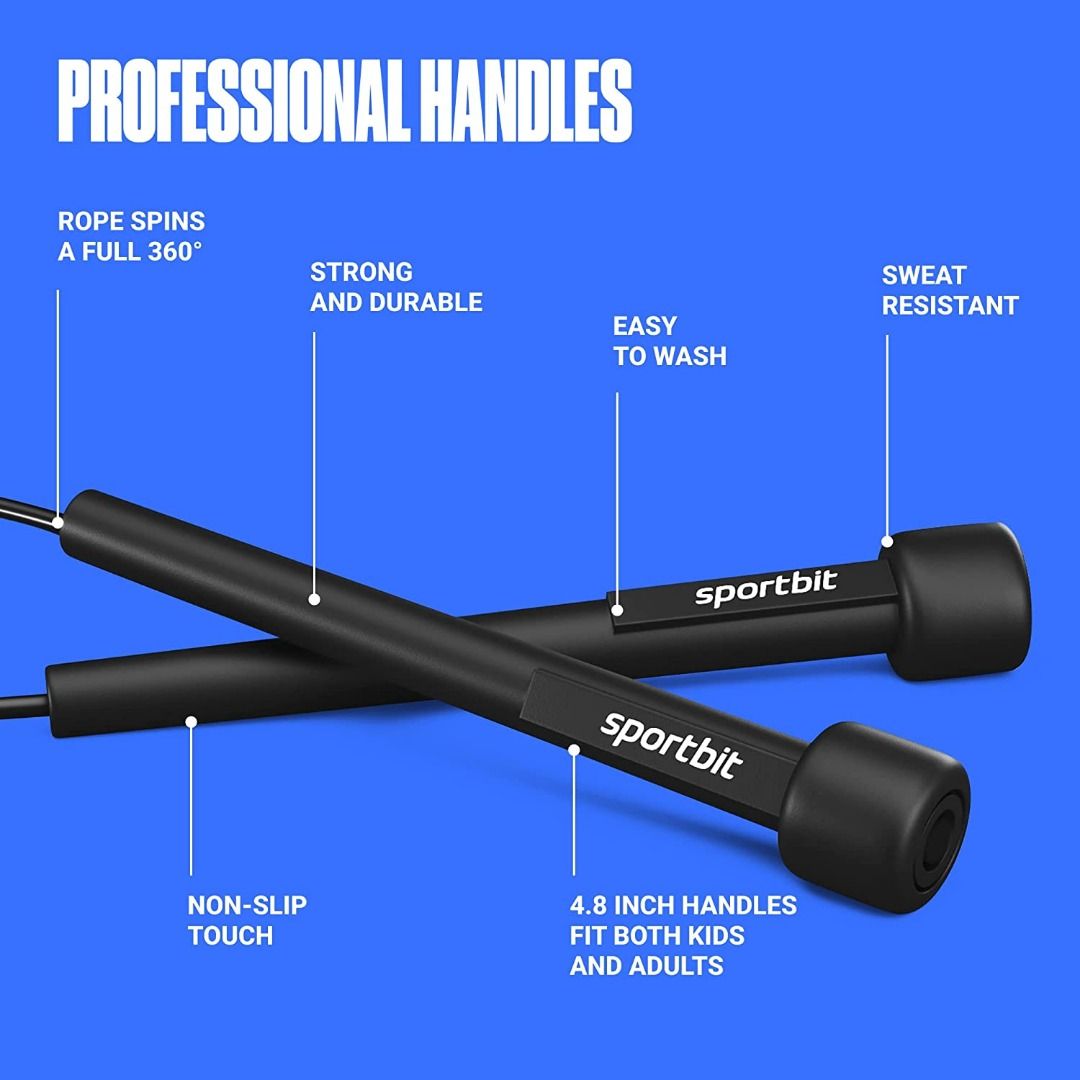 SPORTBIT Adjustable Fitness Jump Rope, Health & Nutrition, Health ...
