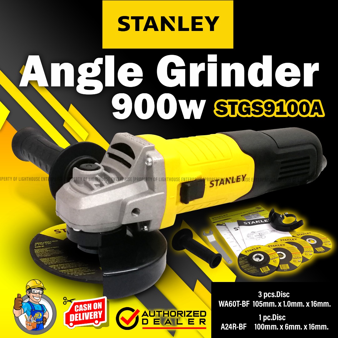 STANLEY 900W Angle Grinder (STGS9100A) w/FREE 4pcs Disc *LIGHTHOUSE ...