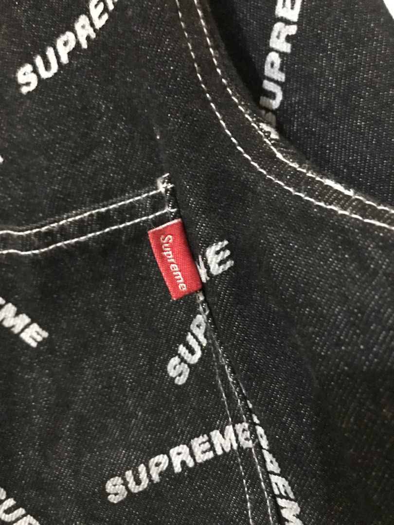 Supreme Denim Logo Chore Coat Jacket, Men's Fashion, Coats, Jackets and ...