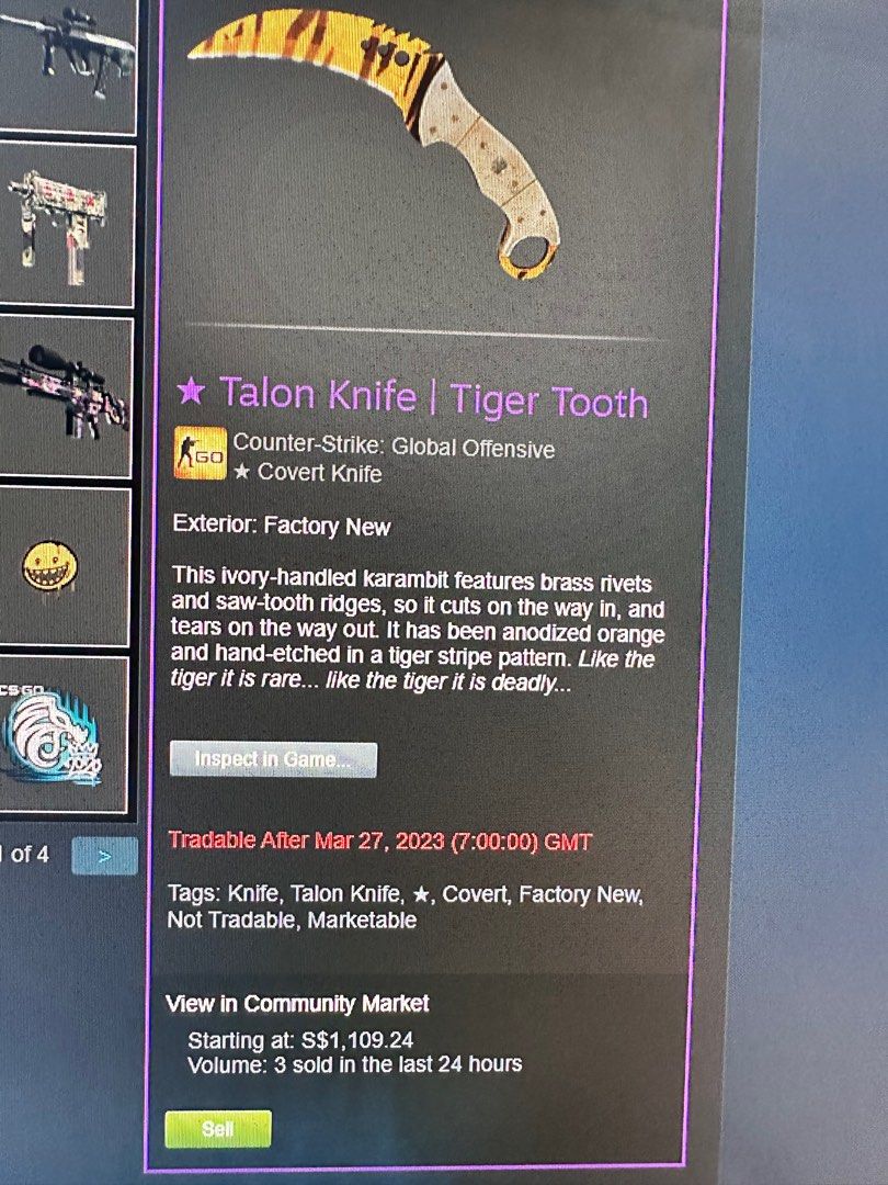Csgo Talon knife tiger tooth, Video Gaming, Gaming Accessories, In-Game ...