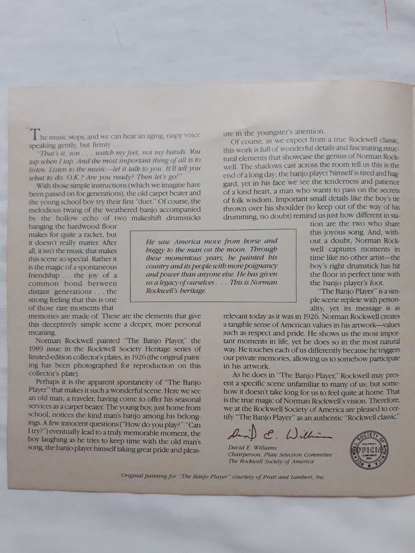 The Banjo Player - Norman Rockwell, Hobbies & Toys, Memorabilia & Collectibles, Vintage ...