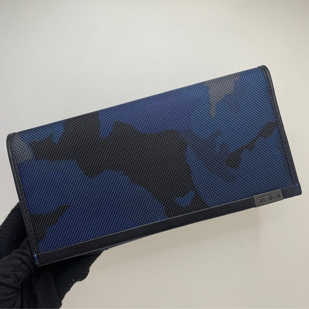 TUMI BLUE ARMY CANVAS LONG WALLET 237003844 }, Men's Fashion, Watches ...