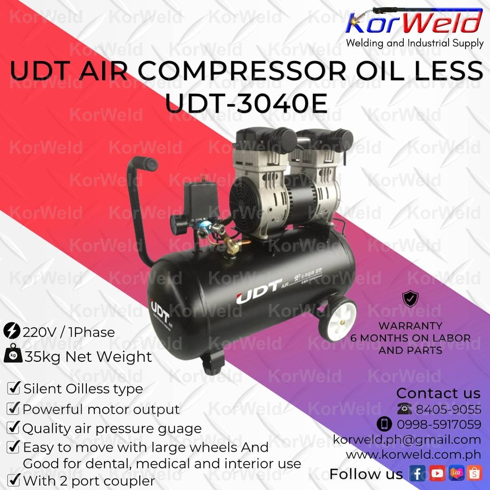 UDT Air Compressor Oil Less UDT-3040E, Commercial & Industrial, Construction Tools & Equipment ...
