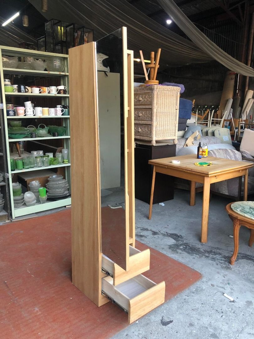 Whole body mirror x shoe cabinet with drawers, Furniture & Home Living ...