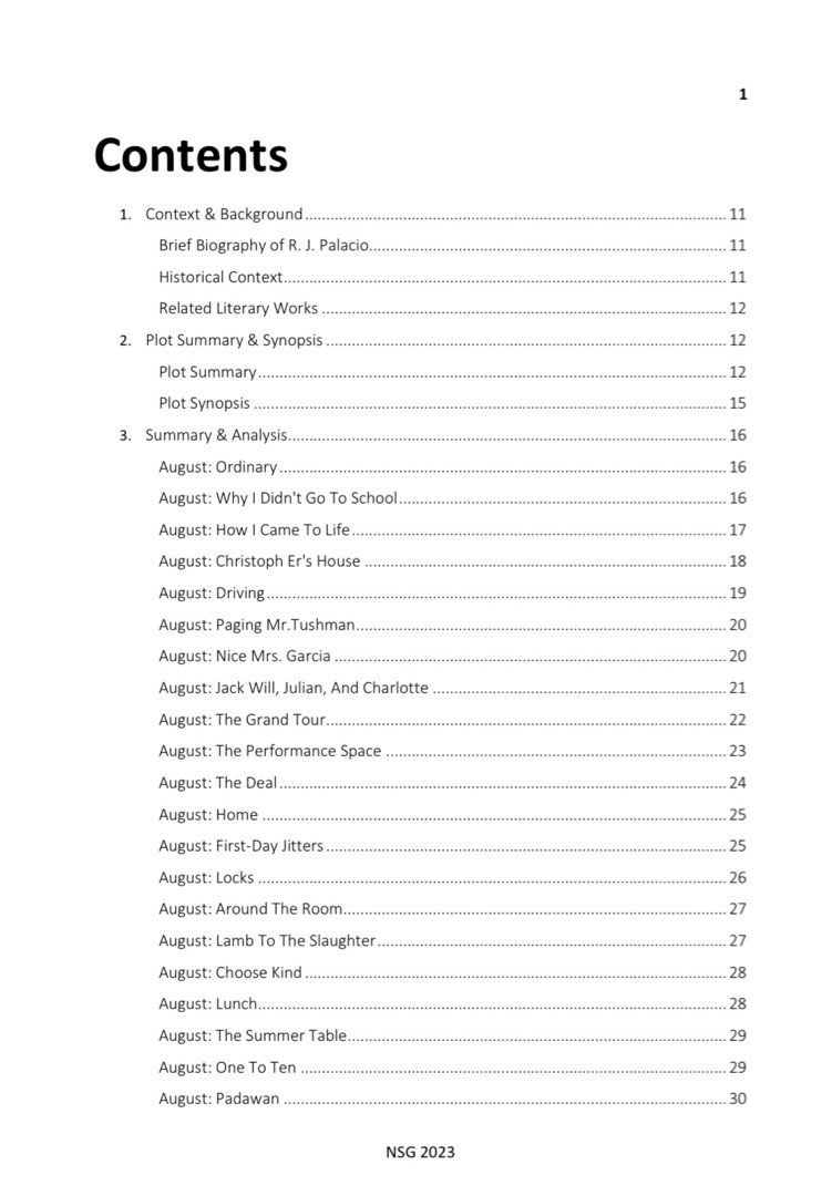WONDER BY R. J. PALACIO GCE O LEVEL LOWER SECONDARY SEC 1 SEC 2 ...