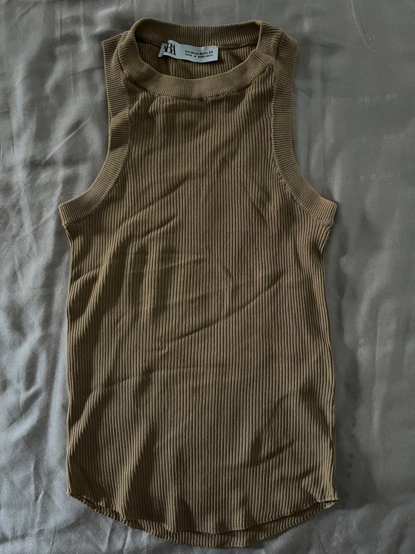 Zara ribbed tank top, Women's Fashion, Tops, Sleeveless on Carousell