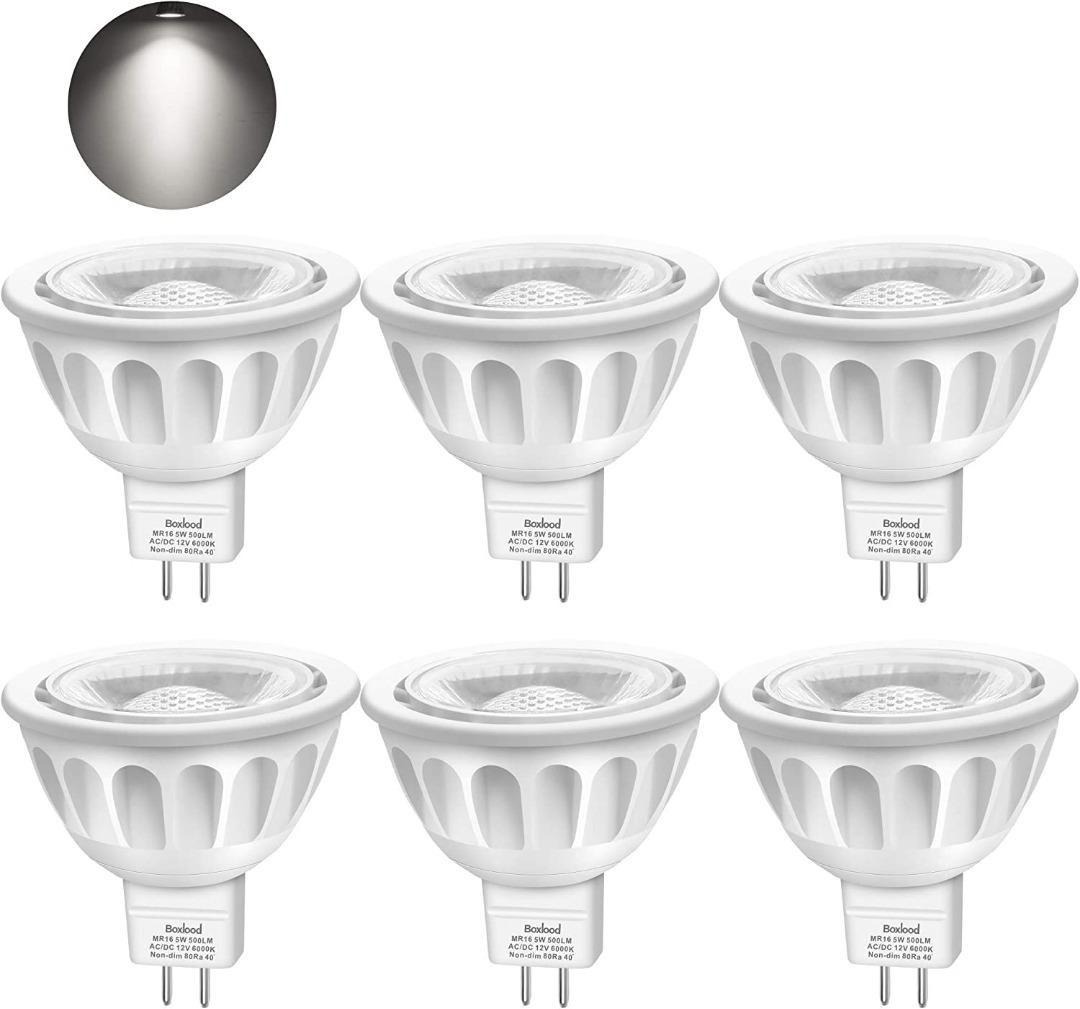 [2079] Boxlood MR16 LED Bulbs, 12 Volt, GU5.3 Bi-Pin Base, 36-Degree, 5 ...