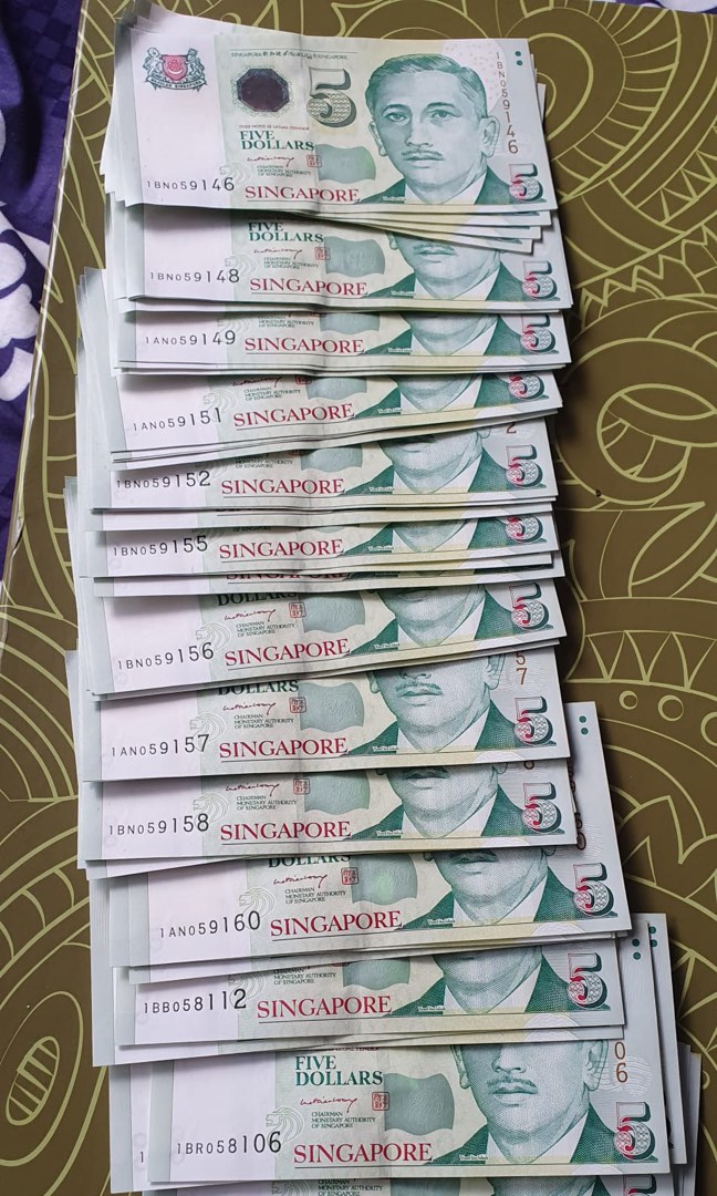 4pcs identical number $5 portrait note | Lee Hsien long $5 note ...