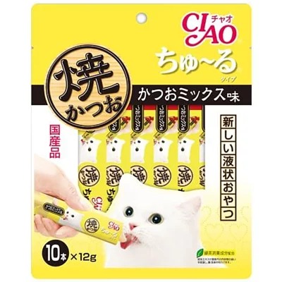 (現貨) Ciao 貓用 烤鰹魚混合味肉泥 12g x 10 (日本製), 寵物用品, 寵物食品 - Carousell