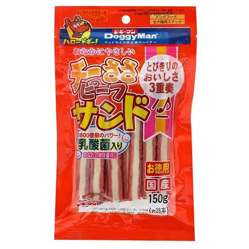 (預購) Doggyman 芝士雞胸牛肉夾心條 (含乳酸菌) 150g (日本製), 寵物用品, 寵物食品 - Carousell