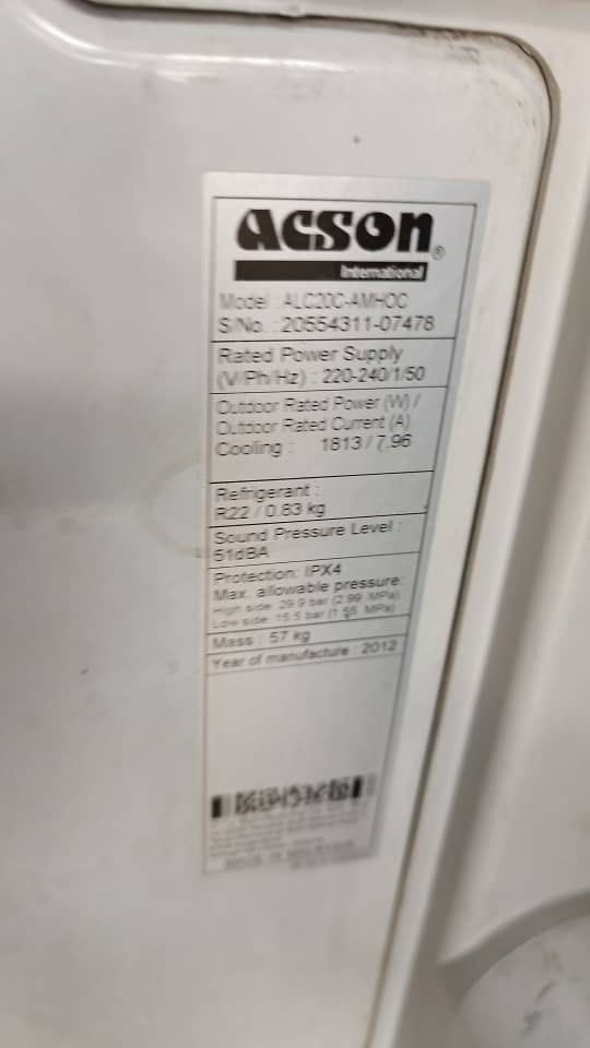 Acson 2Hp Used Ceiling Cassette Aircond, TV & Home Appliances, Air ...