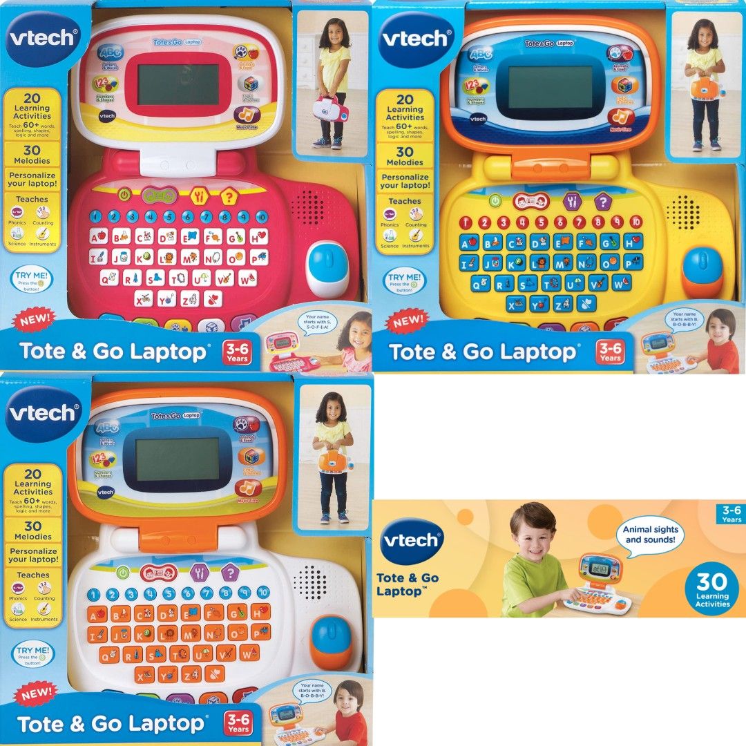 BNIB: VTech Tote and Go Laptop Orange or Pink or Yellow, Babies & Kids ...