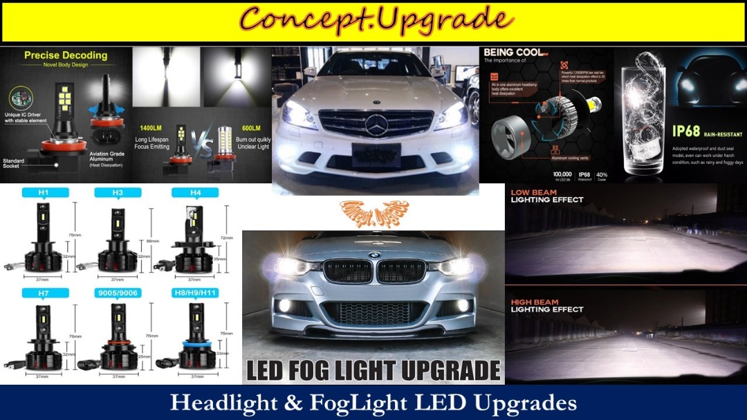 BRIGHT WHITE LED BULBS UPGRADE FOR ALL HEADLIGHTS AND FOGLIGHTS, Car ...