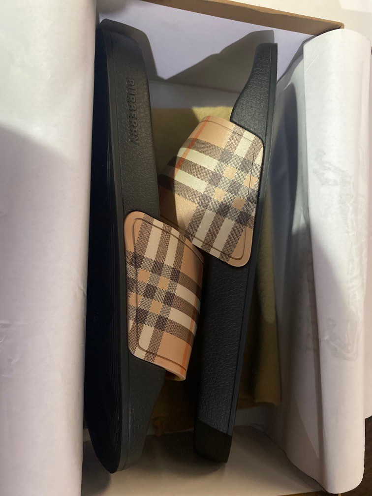 Burberry Slides, Men's Fashion, Footwear, Flipflops and Slides on Carousell