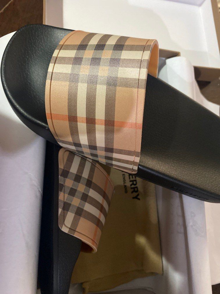 Burberry Slides, Men's Fashion, Footwear, Flipflops and Slides on Carousell