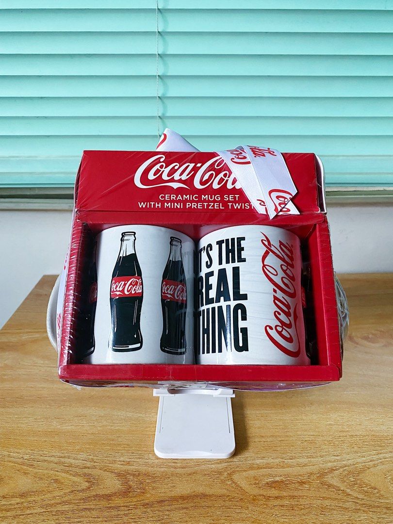 Coca Cola - Coke Ceramic Mug Set w/ Mini Pretzel Twist (2018) on Carousell