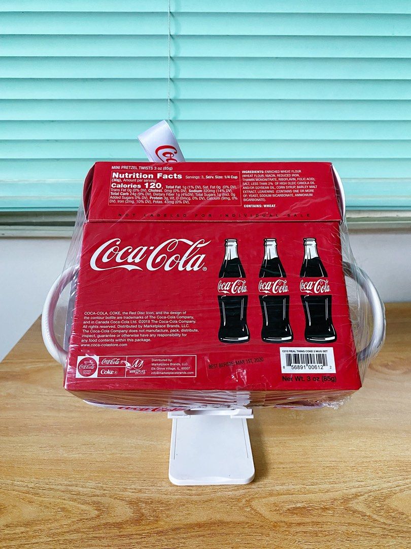Coca Cola - Coke Ceramic Mug Set w/ Mini Pretzel Twist (2018) on Carousell