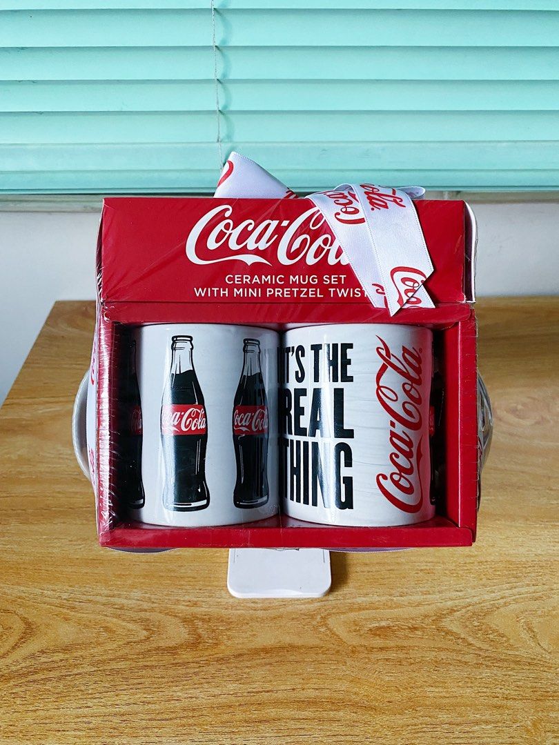 Coca Cola - Coke Ceramic Mug Set w/ Mini Pretzel Twist (2018) on Carousell