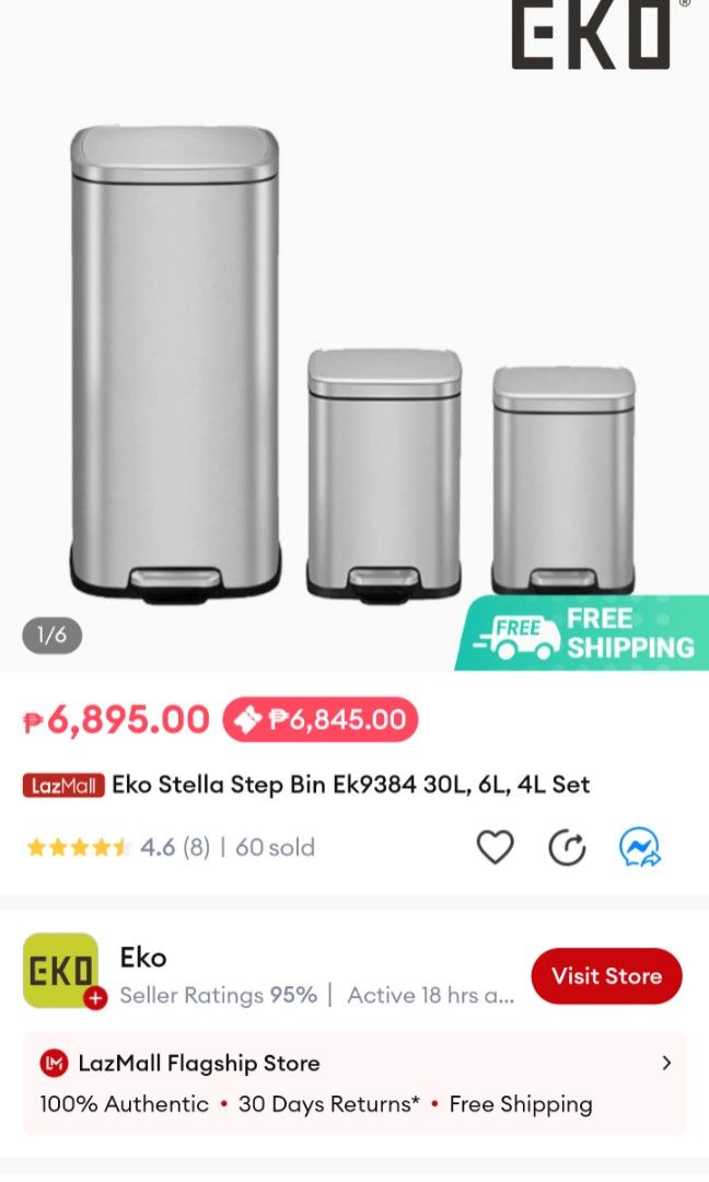 Eko Trash Bin 30L on Carousell