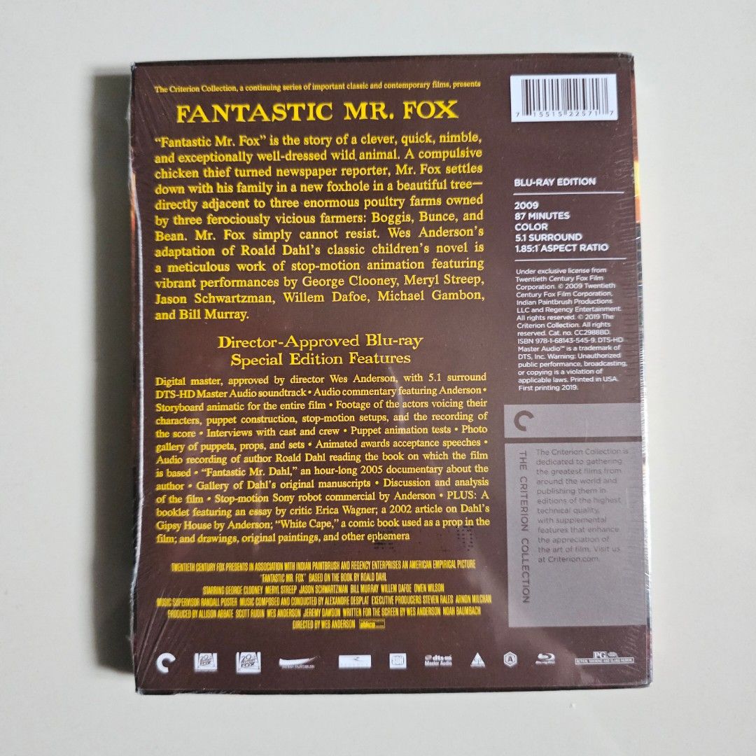 Fantastic Mr. Fox (The Criterion Collection) Special Edition Blu-ray ...
