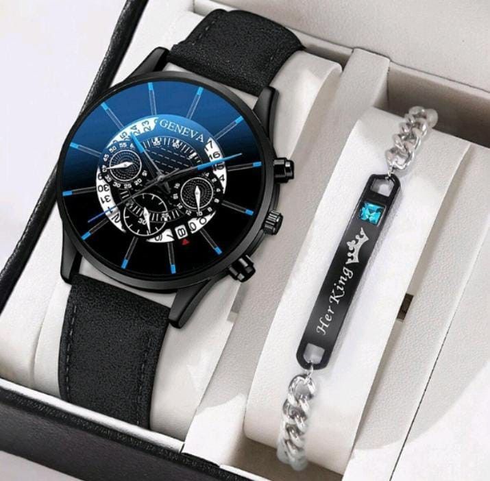 GENEVA Fashion men watch with wrist ban, Luxury, Watches on Carousell