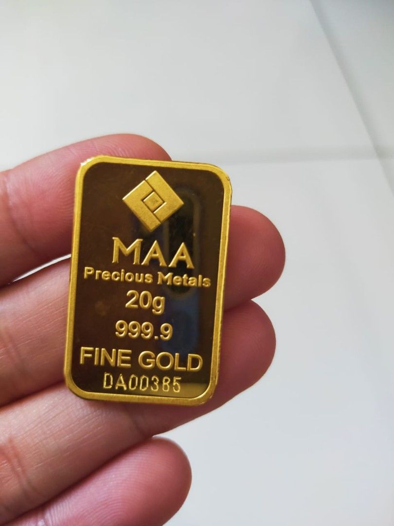 Gold Bar 20g MAA Precious Metal 999.9 Fineness Bar Emas 20gram Ketulinan 999.9, Hobbies & Toys ...