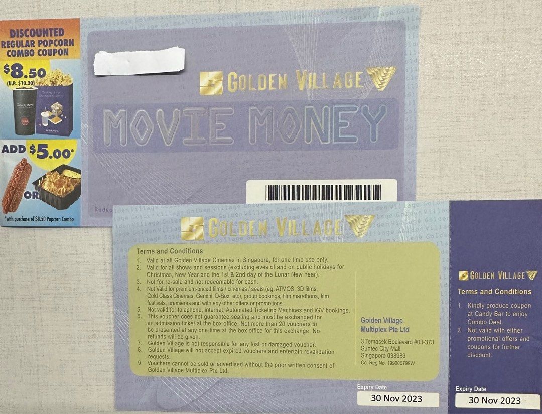 Golden Village movie tickets, Tickets & Vouchers, Vouchers on Carousell
