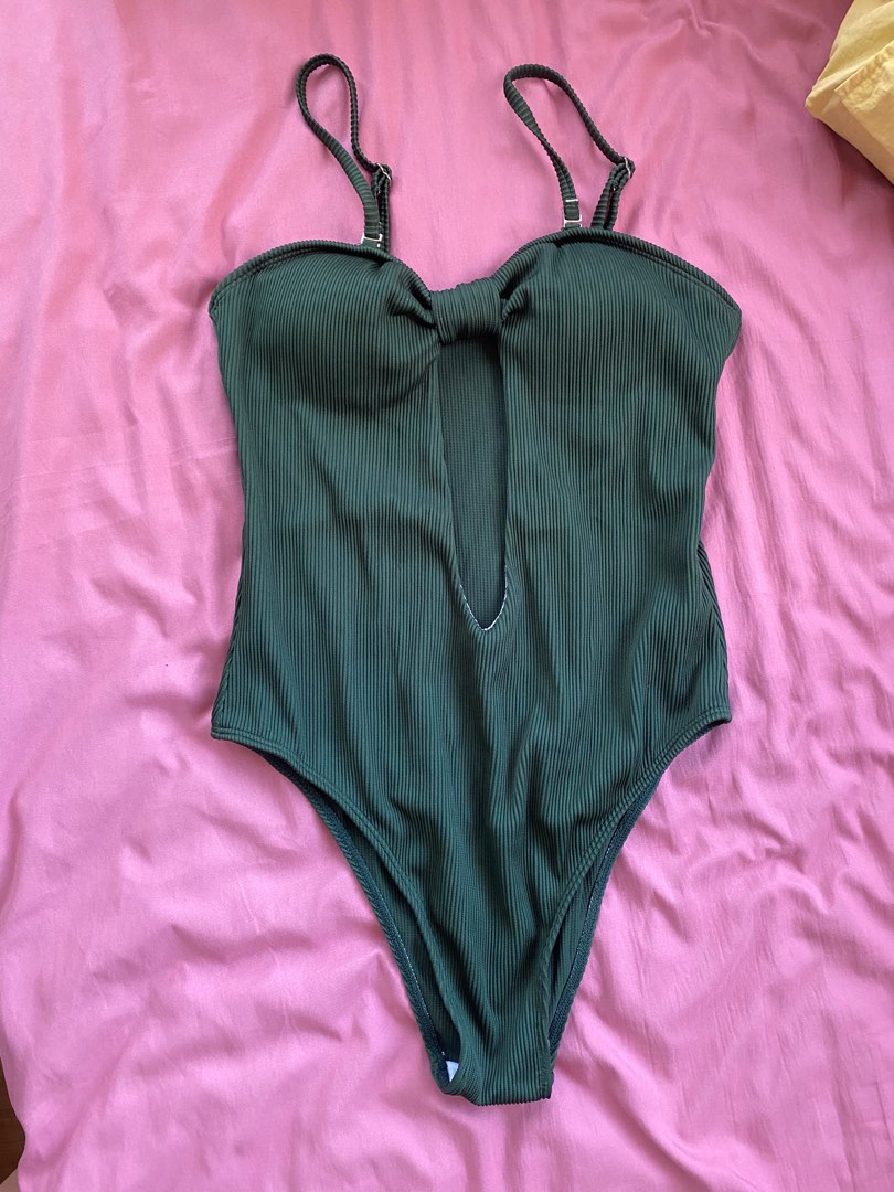 Green Ribbed One Piece Swimsuit On Carousell