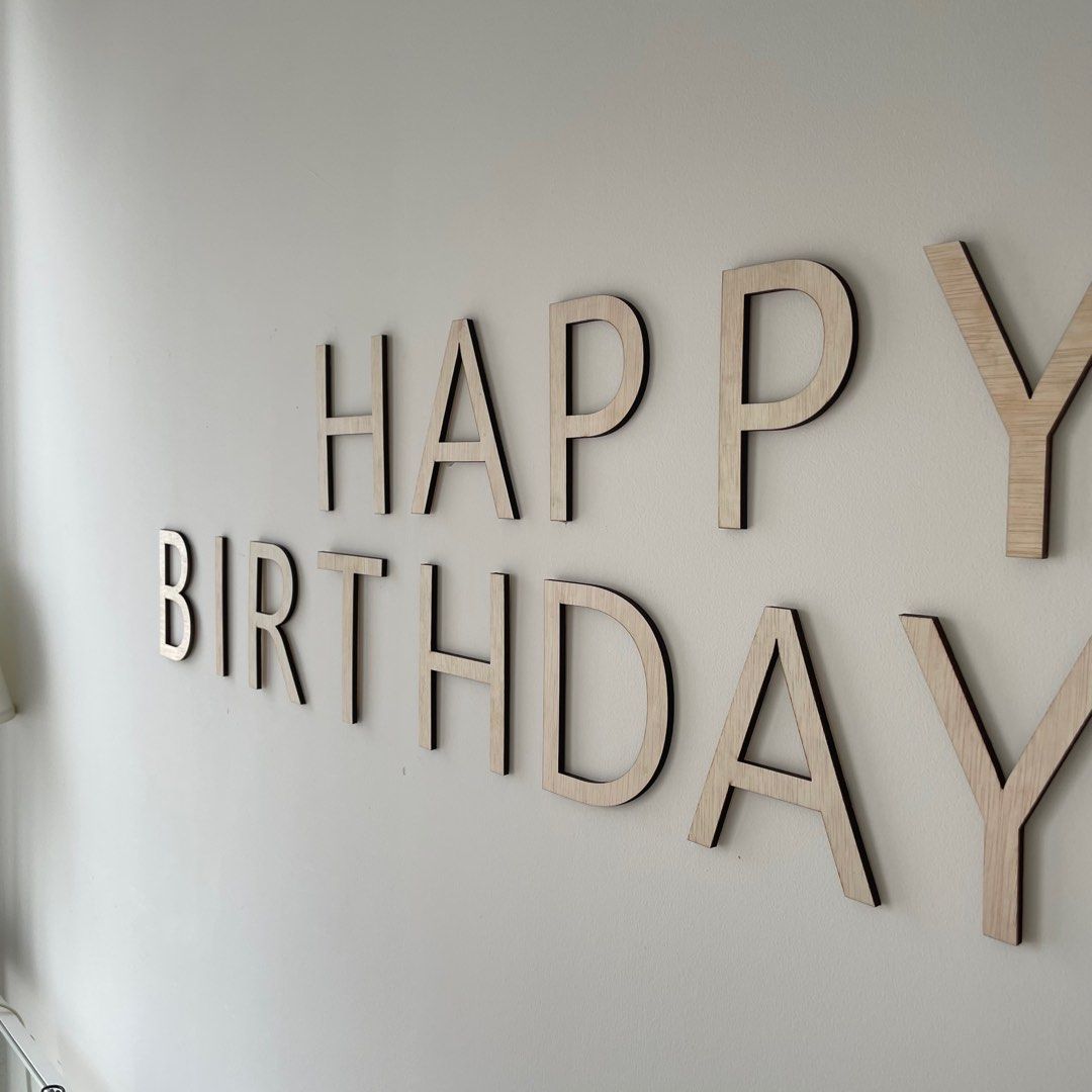 Happy birthday wall decor banner Wood plates, Hobbies & Toys ...