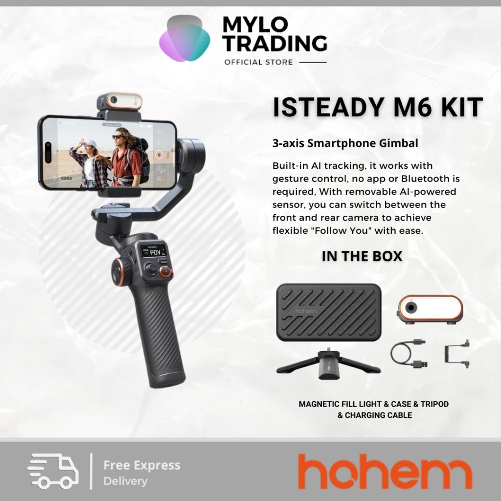 Hohem iSteady M6 Kit 3-axis Smartphone Gimbal with Magnetic Fill Light ...