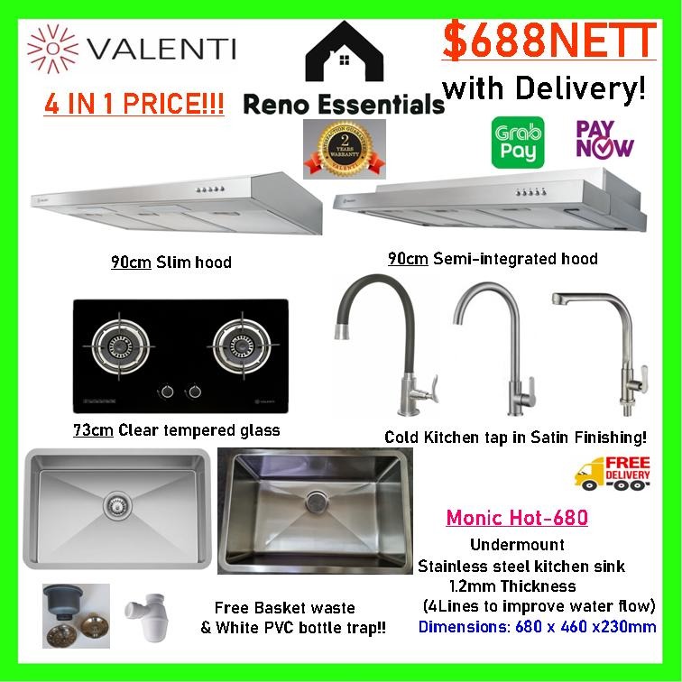 Hood and hob kitchen sink Valenti Monic kitchen tap, Furniture & Home ...