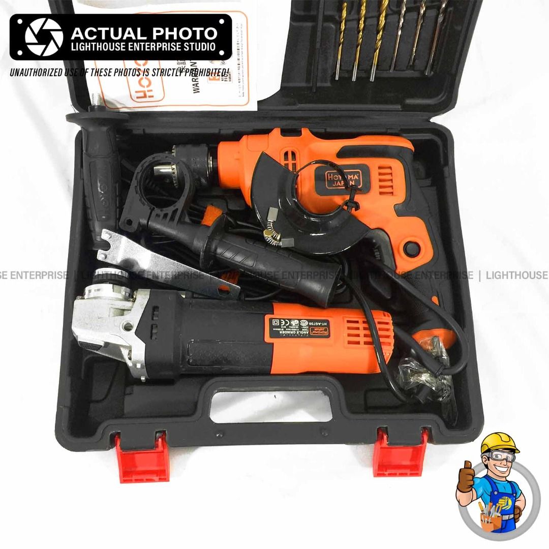 HOYOMA Japan 750W Impact Drill & 750W Angle Grinder 2in1 Combo Pack (HT ...