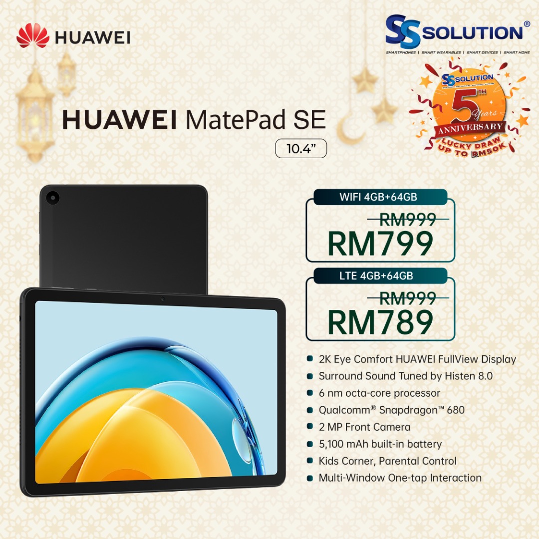HUAWEI MatePad SE 10.4-Inch Tablet | WiFi LTE 4GB + 64GB/128GB | 2K Eye ...