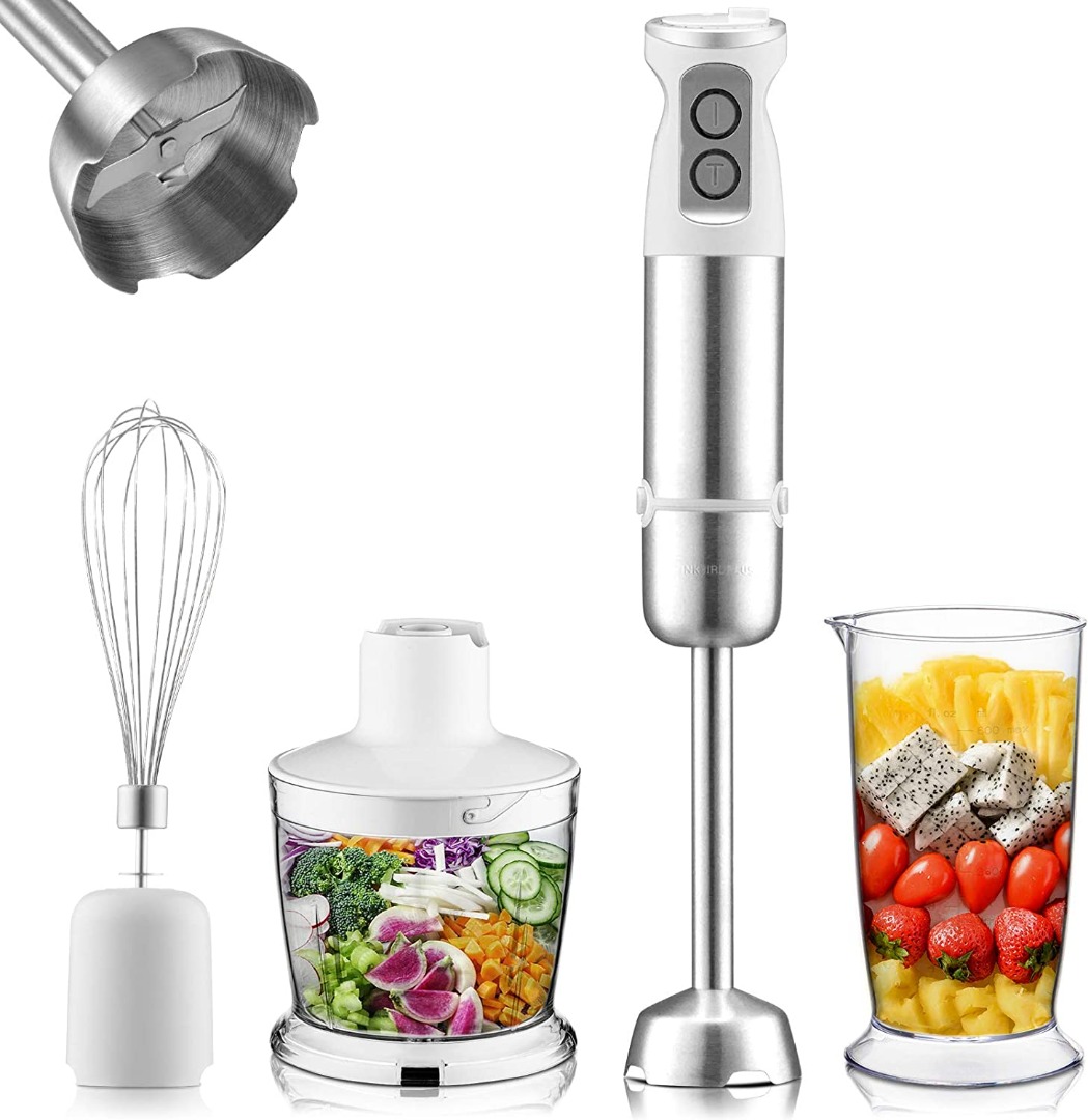 Inkbird Hand Blender 4-in-1 Stainless Steel Stem with Chopper and Whisk ...