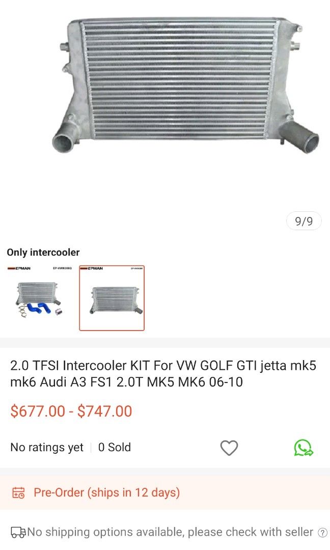 Intercooler for Audi tt ,mk5,mk6r gti etc, Car Accessories, Accessories ...