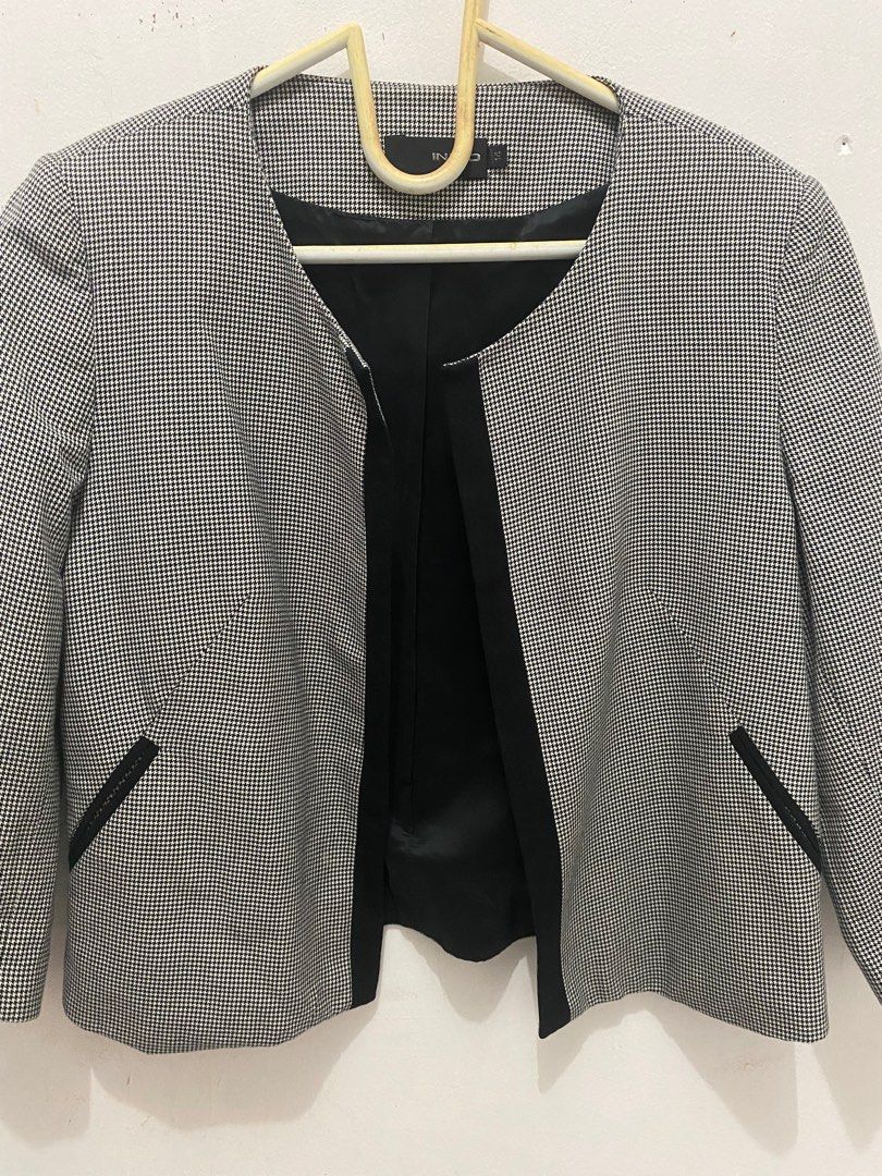 Invio Blazer Houndstooth, Fesyen Wanita, Pakaian Wanita, Baju Luaran di ...