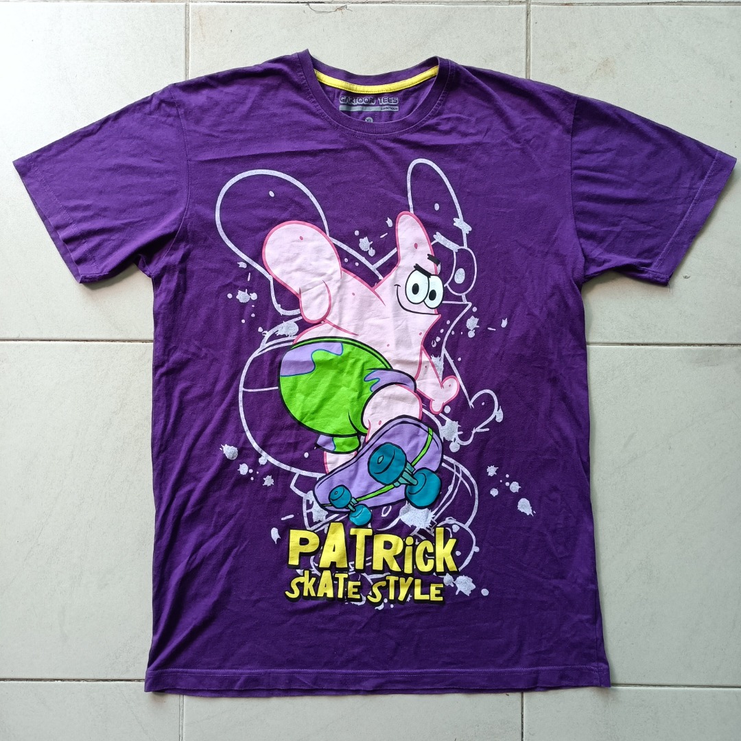 Kaos Patrick Star Nickelodeon Big Print, Fesyen Pria, Pakaian , Atasan di Carousell