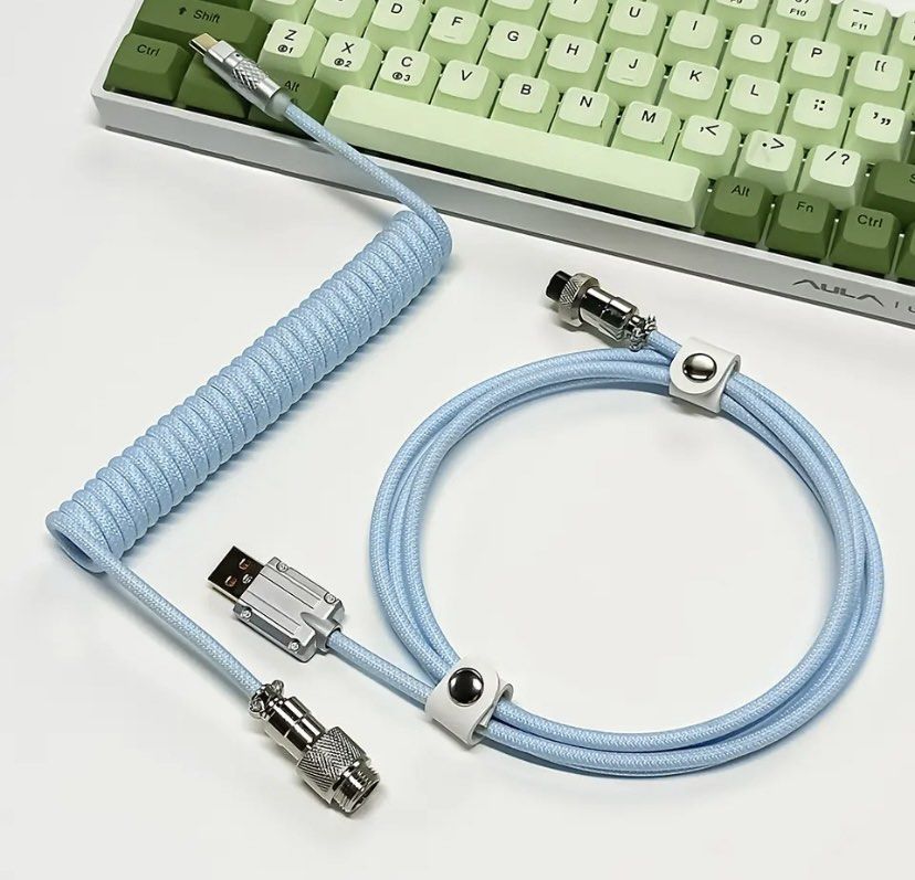 Keyboard premium coiled braided aviator cable USB Type C 1.8m ...