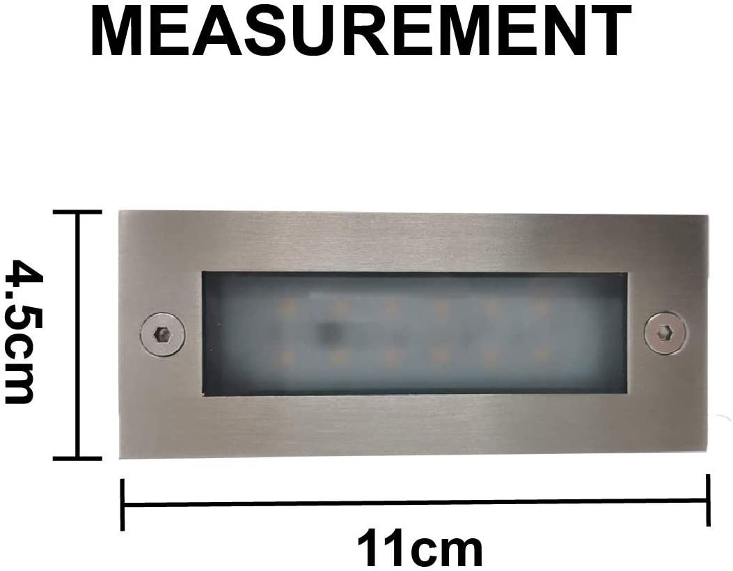 LED Brick Light, Brushed Stainless Steel Recessed Wall Lights,1.5W 70 x ...