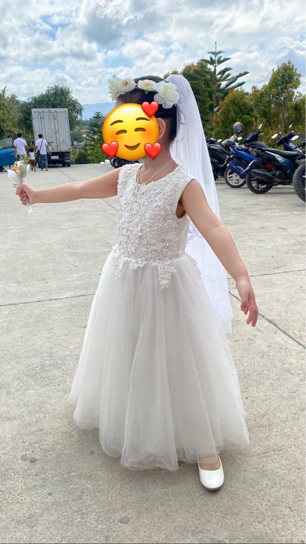 LITTLE BRIDE / FLOWER GIRL GOWN (with veil from shein) on Carousell